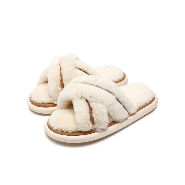 商品名:  Kiemorgy Womens Slippers, Fuzzy Cross Band Slippers for Women, Warm Bedroom House Slippers for Women, Memory Foam ...