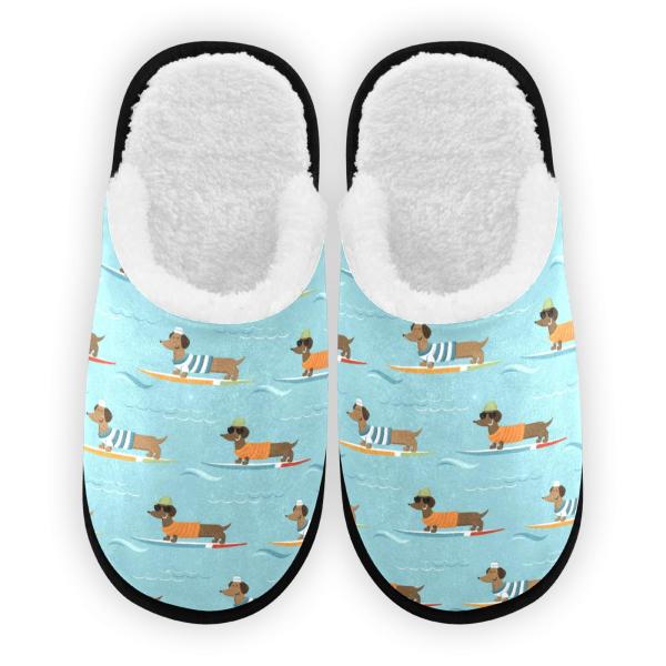 商品名:  Glaphy Dachshund Dogs Surfing The Waves Slippers Memory Foam Non-Slip Indoor House Slippers Bedroom Hotel Travel H...