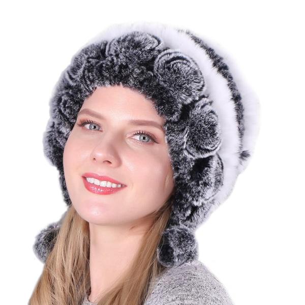 商品名:  Eforcase Women Beanie Hats Winter Fluffy Knit Beanie Hats Winter Warm Ear Cover Faux Fur Knit Crochet Skull Cap wi...