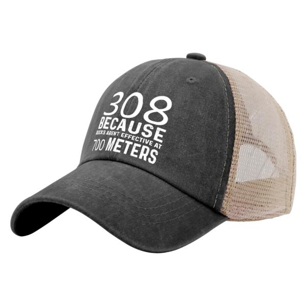 商品名:  Dad Hat 308 Because Rocks aren't Effective at 700 Meters Hat Trucker Hat Women Vintage Mesh Cap for Summer Blackブラ...