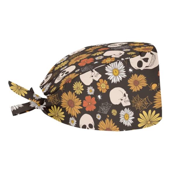商品名:  JEOCODY Hippie Skull Caps Working Hat for Men Women One Size Waterproof Adjustable Tie Back Cap with Sweatband, Br...