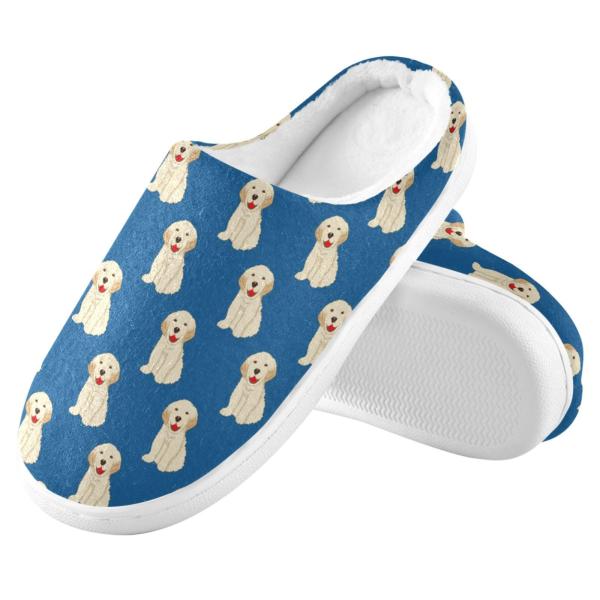 商品名: ZOEO ハウススリッパ レディース ガールズ 冬 ふわふわ 低反発素材 くつろげるシューズ メンズ スリッパ 屋内 屋外 寝室, ラブラドール ゴールデンレトリバー 犬 ブルー, 10-11 Wide ZOEO House Sl...