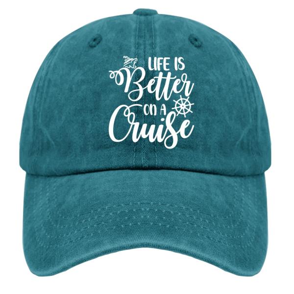 商品名:  Life is Better on a Cruise Hats Baseball Hats Cyan Blue Black hat Women Gifts for Her Cool Capブランド: GVNIEA商品サイズ: O...