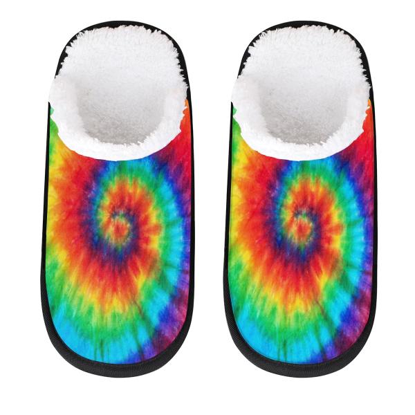 商品名:  Aglebo Rainbow Swirl Tie Dye Winter Spa Slippers for Women Men House Slippers Soft Memory Foam Slippers Non-Slip I...