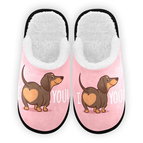 商品名:  Glaphy Dachshund Dog Pink Cute House Slippers for Women, Memory Foam Non-Slip Indoor Slippers Bedroom Hotel Travel...