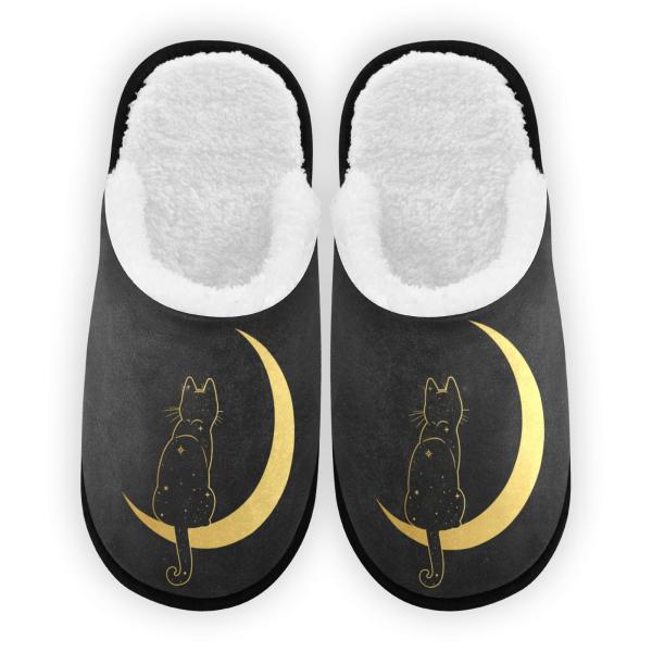 商品名:  Glaphy Black Cat Moon House Slippers for Men, Memory Foam Non-Slip Indoor Slippers Bedroom Hotel Travel Home Shoes...