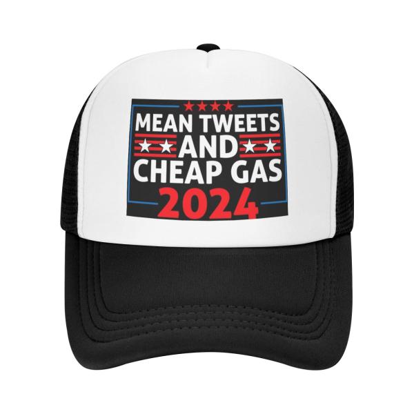 商品名:  Mean Tweets and Cheap Gas 2024 Pro Trump 2024 Mesh Trucker Hat Women Baseball Cap Men Golf Dad Hat Snapback Hat Bl...