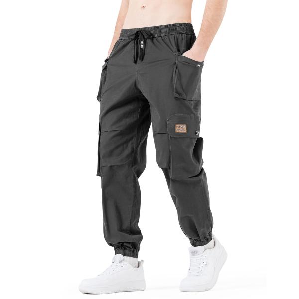 商品名:  Mens Casual Cargo Pants Elastic Waist Stretch Relaxed Fit Cargo Work Joggers Pants with Drawstring Cargo Hiking Pa...