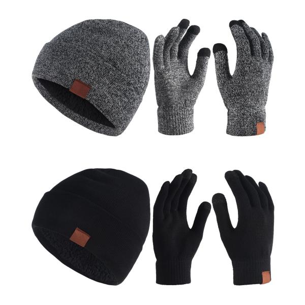 商品名:  Liitrsh 4 Pcs Winter Warm Beanie Hat Touchscreen Gloves Set Knit Hat Warm Cap Gloves Set for Men and Women Touchsc...
