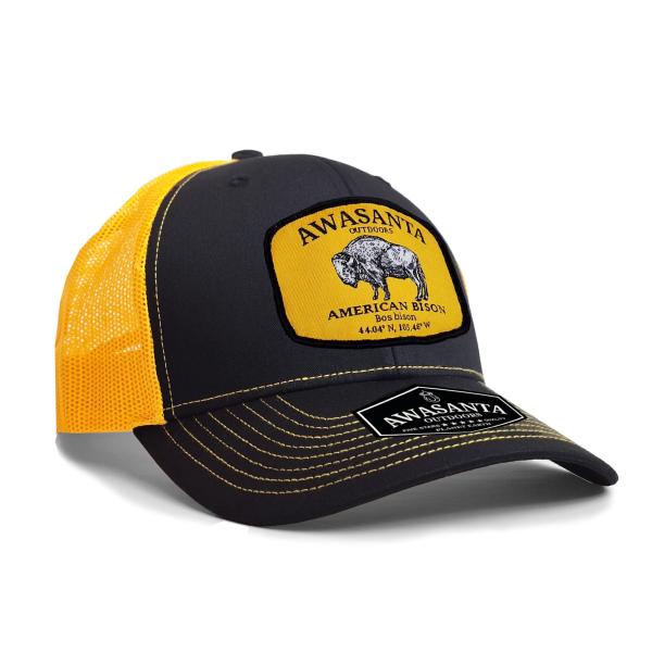 商品名:  Awasanta Hats, Snapback Trucker Mesh Hat for Men and Woman (Bison Black/Yellow)ブランド: AWASANTA Outdoors高さ: 25.1968c...