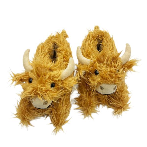 商品名:  Highland Cow Slippers, Plush Scottish Cow Slippers, Soft Warm Animal Slippers Home Indoor Shoes (Brown, Big Kid, W...