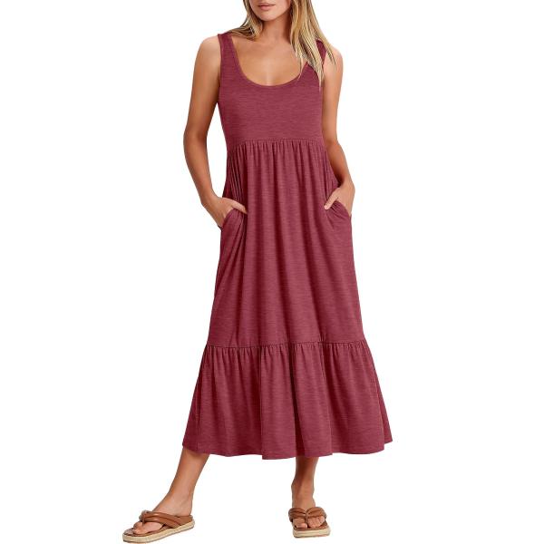 商品名:  ANRABESS Women's Summer Sleeveless Maxi Sundress Swing Casual Flowy Tiered Shirts Dress Beach Travel Vacation Outf...