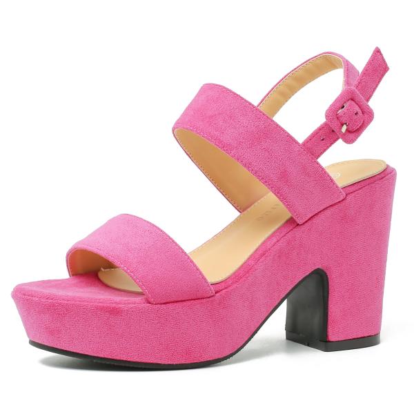 商品名:  Enelauge Women's Platform Heels Sandals Wedges Chunky High Heeled Suede Open toe Ankle Strap Party Dress Shoes Ros...