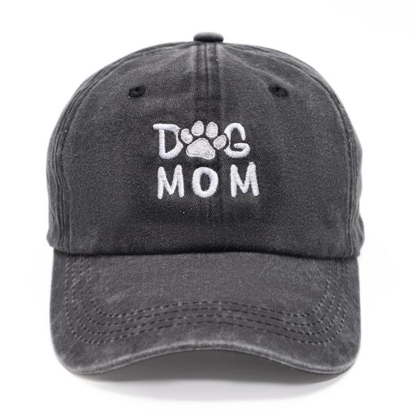 商品名:  Dog Mom Baseball Cap Women Dog Paw Hats Adjustable Outdoors Sports Padres Hat Washed Embroidered Denim Cap Black T...