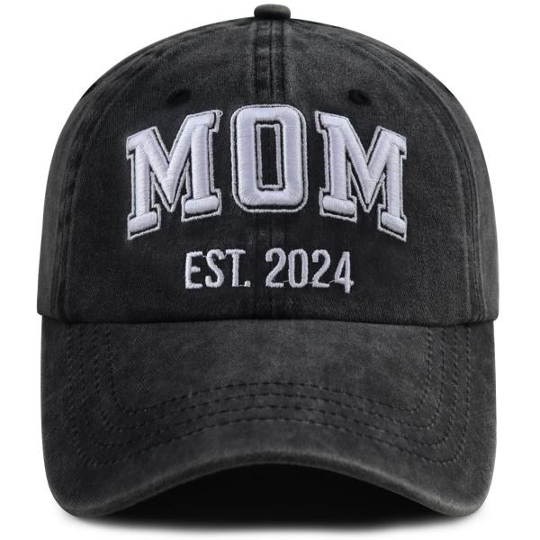 商品名:  New Mom Gifts for Women, Funny Mom Est 2024 Mama Hat, Adjustable Embroidered Pregnancy Announcements Party Decorat...