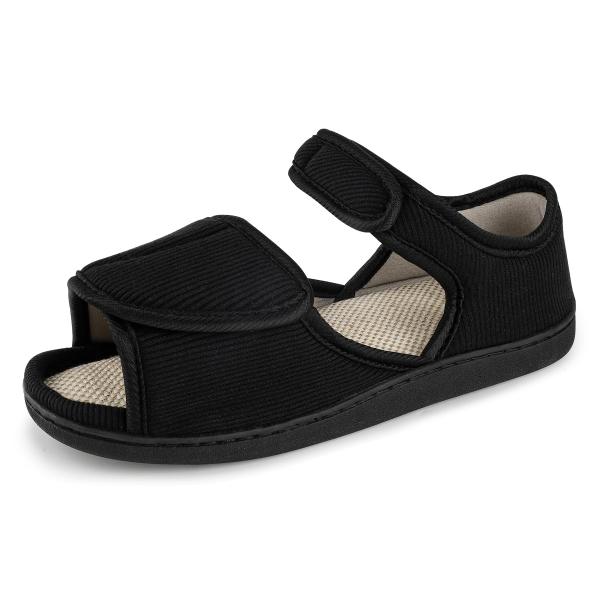 商品名:  TIESTRA Men's Breathable Diabetic Sandals, Extra Wide Width Adjustable Hook &amp; Loop Open Toe Slippers for Swoll...