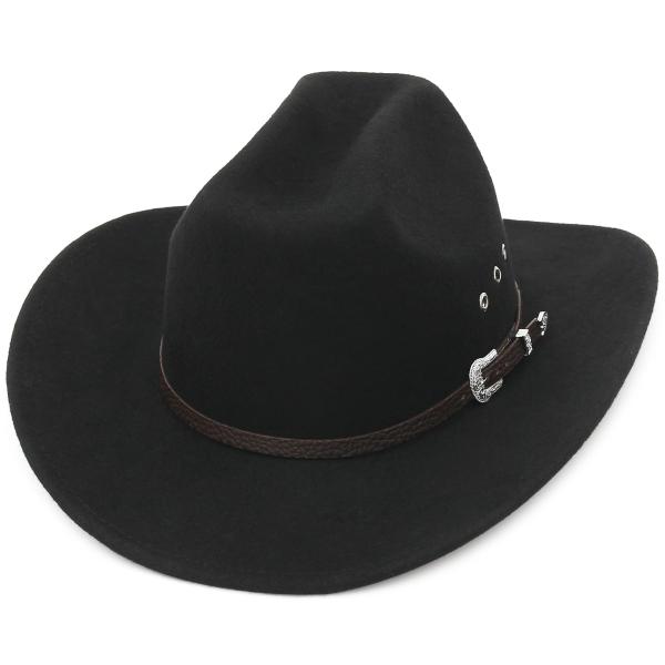 商品名:  GEMVIE Women's 100% wool Cowboy Hat Black Cowgirl Hat for Women Men Wide Brim Cowboy Hatブランド: GEMVIE商品サイズ: 7-7 1/4...