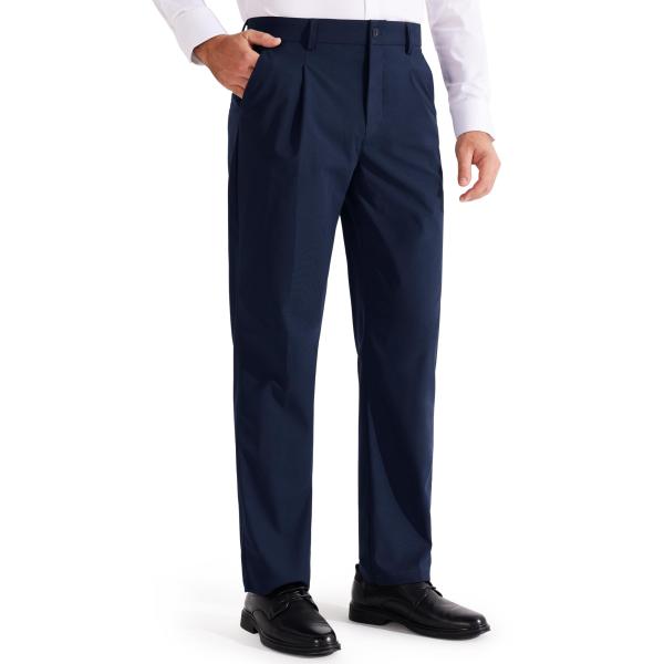 商品名:  Libin Men's Dress Pants Classic Fit Pleated Front Work Golf Pants 31" Stretch Business Casual Pants Lightweight wi...