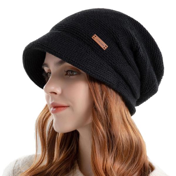 商品名:  DANMY Womens Winter Beanie Hat,Fleece Lining Warm Knitted Slouchy Beanie Hats Cap with Visor Blackブランド: DANMY商品サイズ...