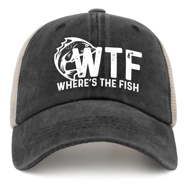 商品名:  WTF Where's The Fish Hat Trucker Hat Men Vintage Mesh Hats for Summer Blackブランド: Parnassa商品サイズ: One Size高さ: 15.24c...