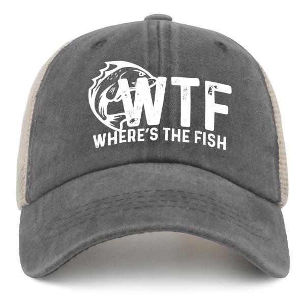 商品名:  Parnassa WTF Where's The Fish Hat Trucker Hat Men Funny Mesh Hats for Summer Grayブランド: Parnassa商品サイズ: One Size高さ: ...
