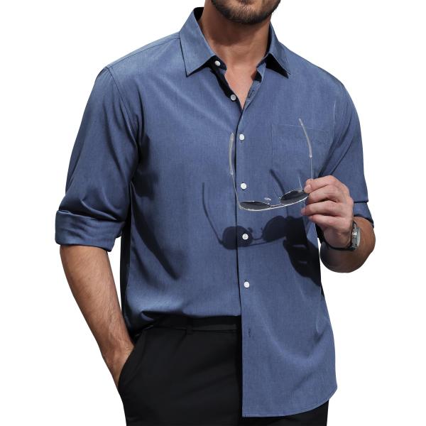 商品名:  Lion Nardo Linen Shirts for Men Long Sleeve Casual Button Down Shirts Wrinkle Free Dress Shirts for Men Beach Shir...