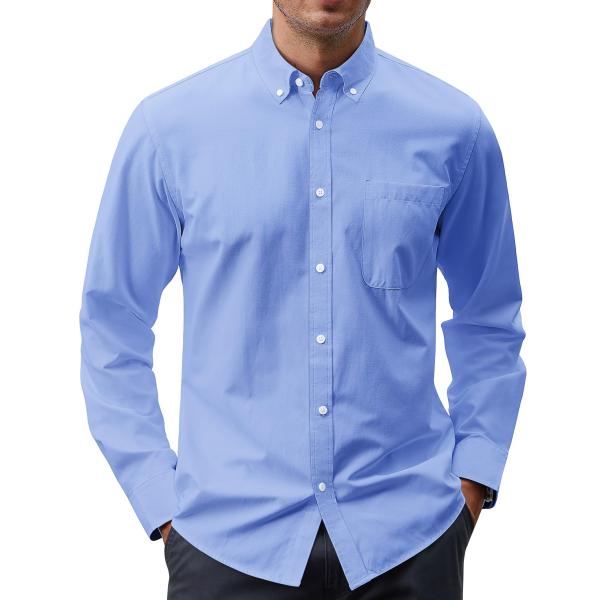 商品名:  J.VER Men's Pinpoint Oxford Dress Shirts Long Sleeve Button Down Collar Shirt with Pocket Blue 4X-Largeブランド: J.VER...