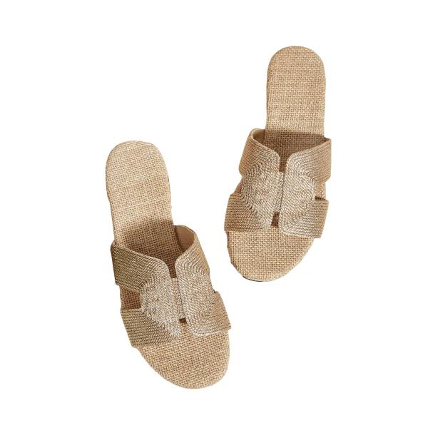 商品名: Verdusa レディース カットアウト フラットサンダル オープントゥ サマーサンダル スリッポン スライド, カーキ, 24 Verdusa Women's Cut Out Flat Sandals Open Toe Summ...