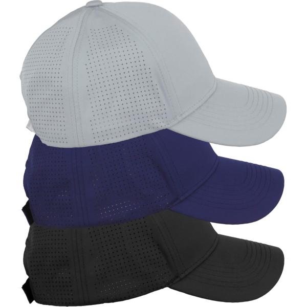 商品名:  Daxton Air Cool Tech Hat Ventilated Micro Holes Structured High Profile Baseball Cap 3 Pack - Black,Navy,Light Gre...