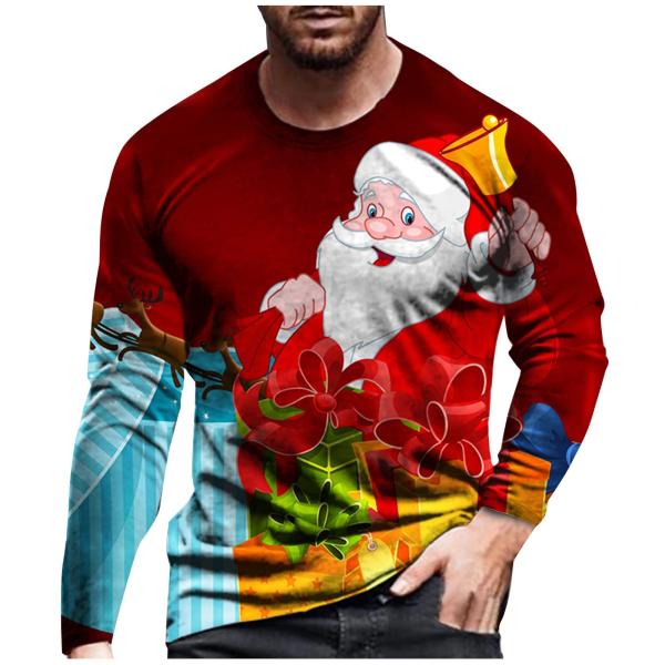 商品名:  Ymosrh Christmas Shirts Funny, for Men Long Sleeve Shirts Santa Claus Reindeer Print Holiday Tops Shirts Matching ...