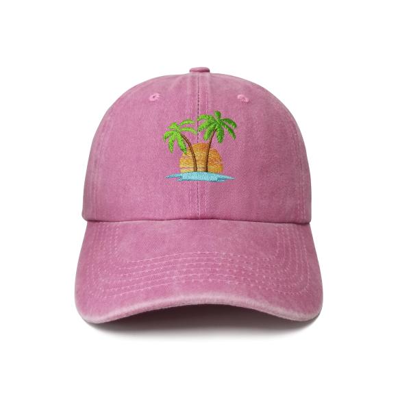 商品名:  Hepandy Embroidered Palm Tree Hat for Women, Washed Pink Baseball Cap Snapback Hat for Girls, Outdoor Travel Denim...