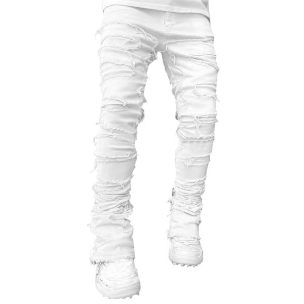 商品名:  Jeans for Men Stretch Fit Skinny Stacked Ripped Destroyed Jeans Slim Fit Patch Y2K Denim Pants Slim Fit Trousers S...