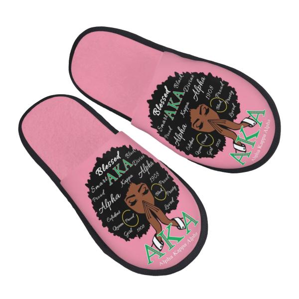 商品名:  AKA Sorority Paraphernalia Black Girl Plush Slippers - Comfy, Luxurious Footwear for Sorority Sisters &amp; Fashio...