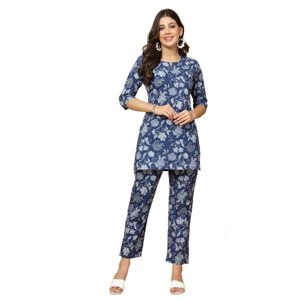 商品名:  Pistaa's Women's Cotton Printed Night Suit Top and Pyjama Set (Medium, Indigo Blue)ブランド: Pistaa's商品サイズ: Medium高さ: ...