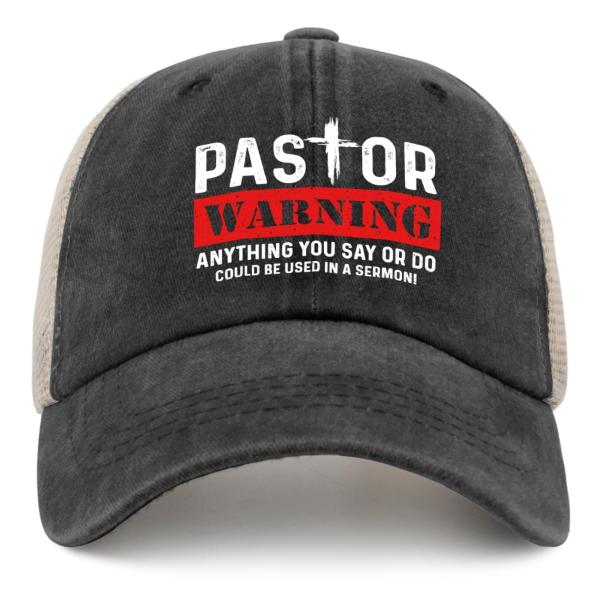 商品名:  Pastor Hat Trucker Hat Pastor Appreciation Gifts for Man Funny Pastor Hat Warning Anything You Say Or Do Could Be ...