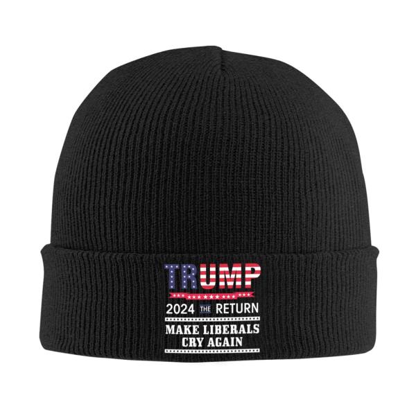 商品名:  Donald Trump 2024 The Return Make Liberals Cry Again Beanie Hat Women Warm Knit Hat Men Skull Cap Knitted Hat Blac...