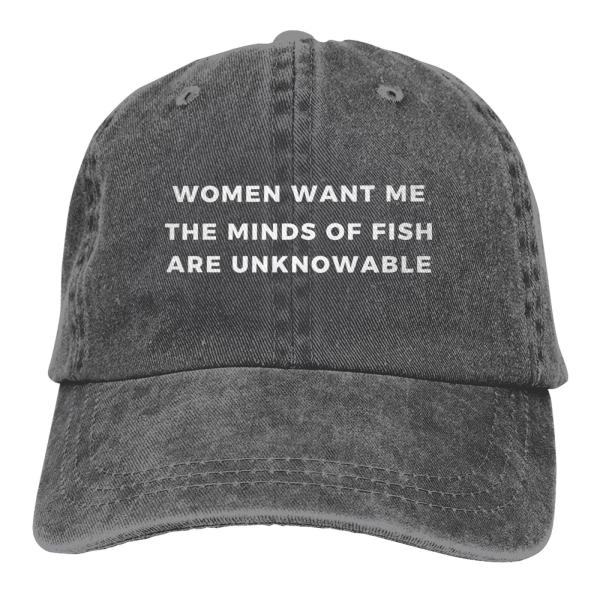 商品名:  Renzund Women Want Me The Minds of Fish are Unknowable Funny Hat Washed Cowboy Cotton Baseball Cap Deep Heatherブラン...