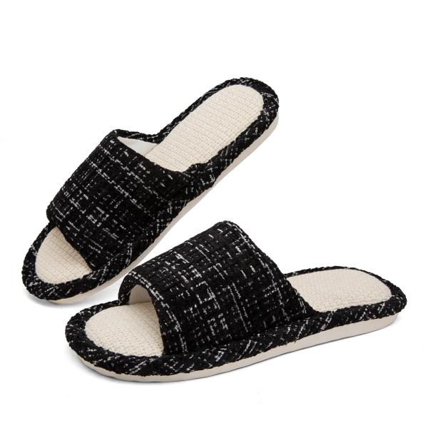 商品名:  Linen Open Toe Slippers, Soft and Silent Home Slippers for Couples, Casual Comfortable Breathable non-slip Indoor ...