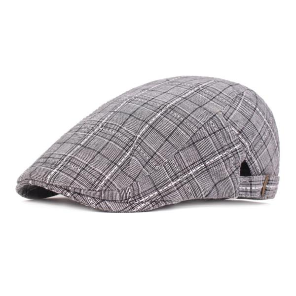 商品名:  Men Newsboy Cap Vintage Flat Cap Driving Hat Cabbie Cap Adjustable Plaid Beret Hats for Men Women Light Greyブランド: ...