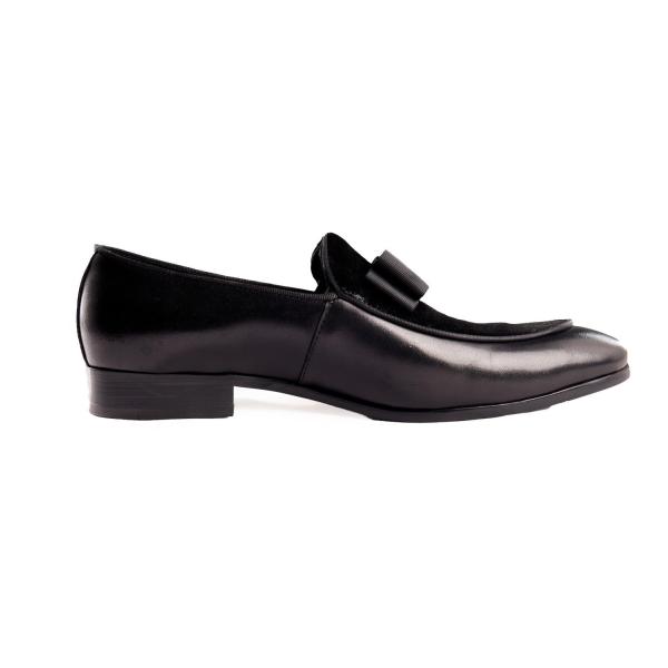 商品名:  Mens Real Suede &amp; Leather Bow Tie Loafers Dress Wedding Prom Party Shoes [E7950-1C-BLACK-39EU,6UK]ブランド: Xposed...