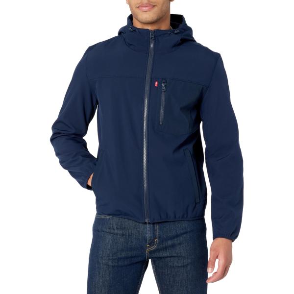 商品名:  Levi's Men's Water-Resistant Softshell Active Hoodie, Legacy Navy/Black, Mediumブランド: Levi's商品サイズ: Medium高さ: 34.2cm...