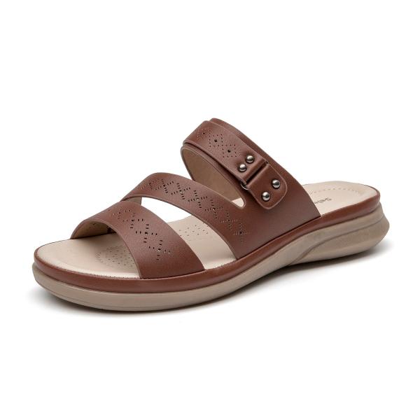 商品名:  SelenePair Women's Strappy Flat Sandals Arch Support Slip On Open Toe Dressy Slide Sandals Lightweight Comfortable...