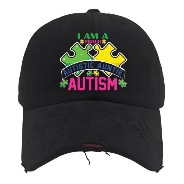 商品名:  FOSFREE Autism Hat A Proud Autistic Autism Baseball Cap Auntie Autism Hats Dad Hats Allblack Mens Golf Hat Gifts f...
