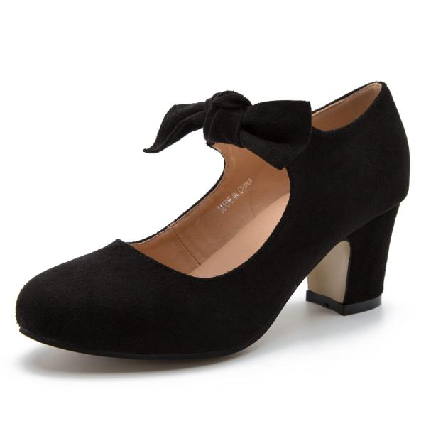 商品名:  Women's Low Block Chunky Heels Pumps Bow Mary Jane Round Toe Low Heels Ankle Strap Wedding Dress Evening Party Sho...