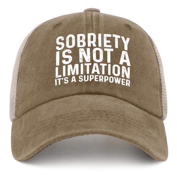 商品名:  huesdeaw Sobriety is NOT A LIMITATION It's A Superpower Trucker Hat Men Trendy Mesh Baseball Cap for Summer Khakiブ...