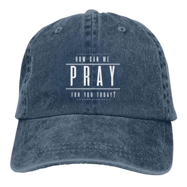 商品名:  How Can I Pray for You Today Men Women Hat Navy Blue Washed Denim Cotton Vintage Cowboy Baseball Cap Adjustable Da...