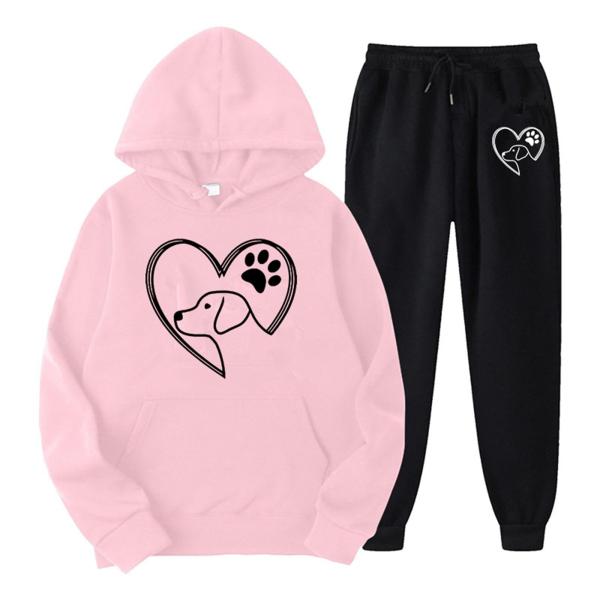 商品名:  Two Piece Outfits For Women Jogging Suits Casual Dog Paw and Heart Print Pullover Sweatshirt and Pants (Pink, XXL)...