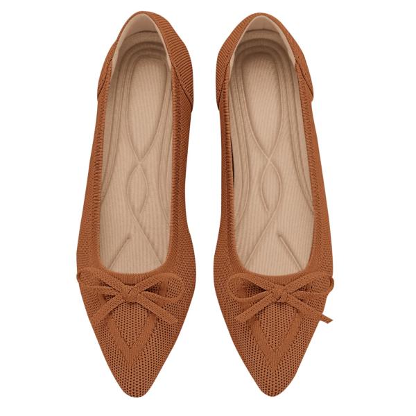 商品名:  TINGRISE Women's Flats Pointed Toe Bow Knit Ballet Shoes Comfortable Dressy Mesh Slip On Flat Brown US10ブランド: TING...
