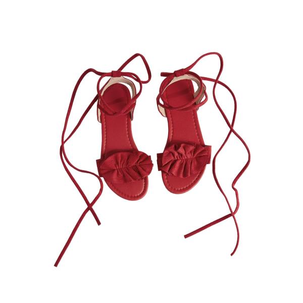 商品名: GORGLITTER レディース レースアップ フラットサンダル シャーリング カジュアル タイアップ サンダル クリスクロス ストラップ フラットサンダル, レッド, 7.5 GORGLITTER Women's Lace Up...