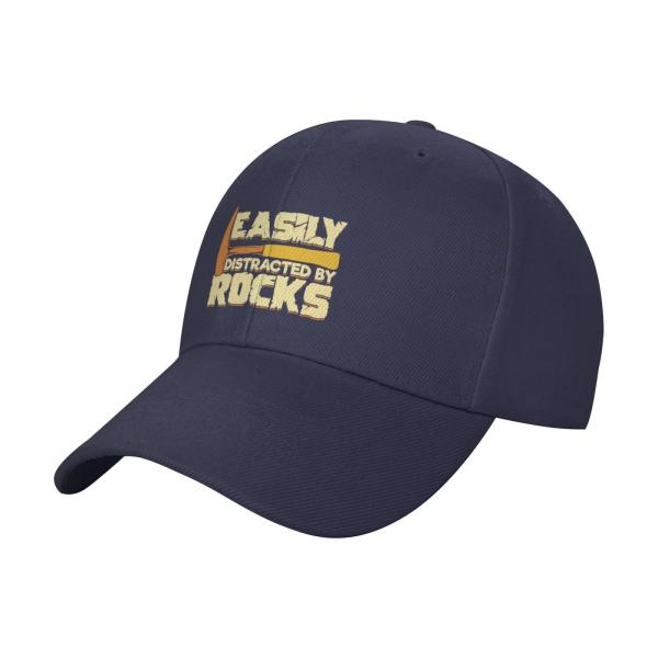 商品名:  Easily Distracted by Rocks Hat for Men Women Snapback Baseball Cap Golf Curve Brim Trucker Hat Low Profile Caps Na...
